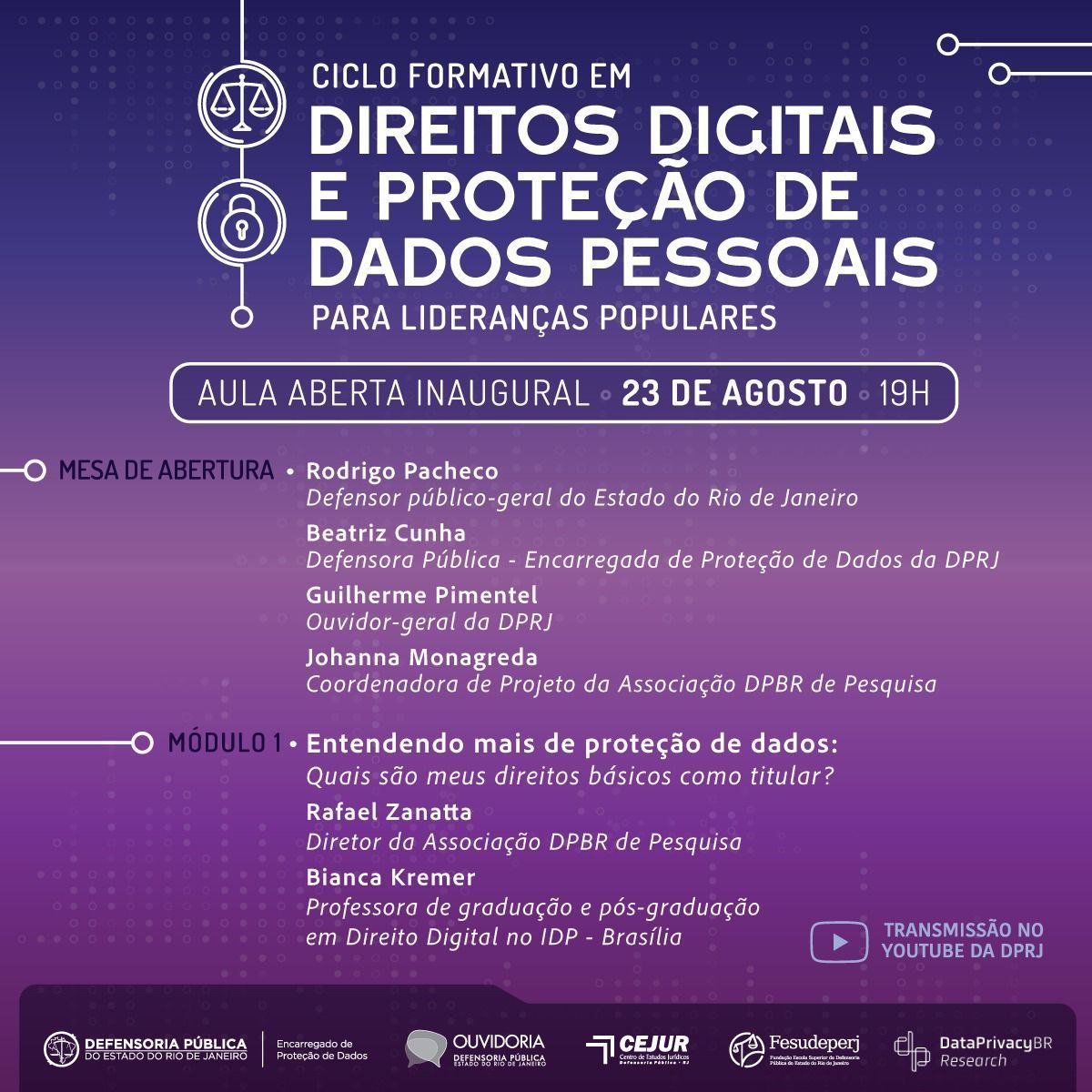 Ciclo Formativo em Direitos Digitais e Proteção de Dados Pessoais para ...